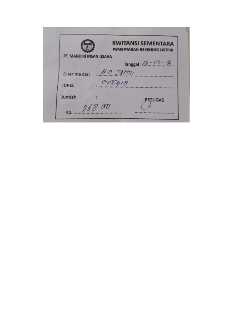 KWITANSI REKENING LISTRIK | PDF