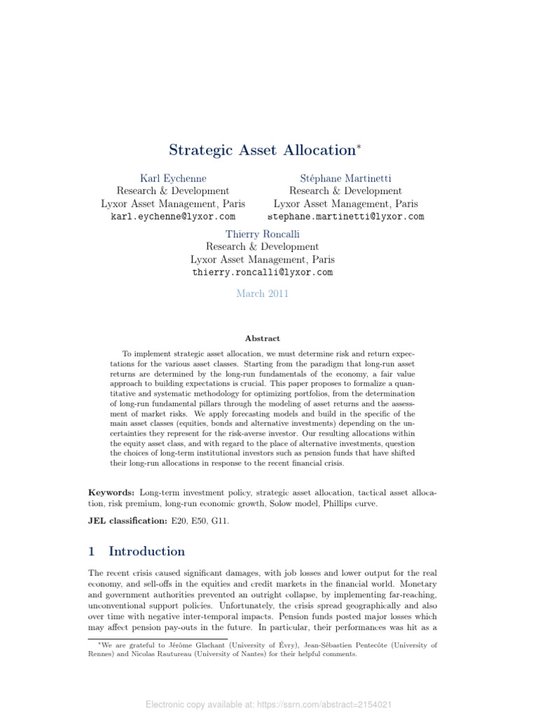 Strategic Asset Allocation | PDF | Inflation | Economic Growth
