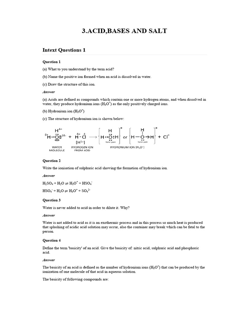 Acid,Bases,Salt(answers) | PDF | Hydroxide | Acid