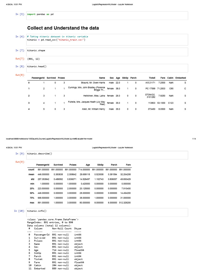 Logisticregressionmlmodel Jupyter Notebook Pdf Applied Mathematics Statistical Analysis