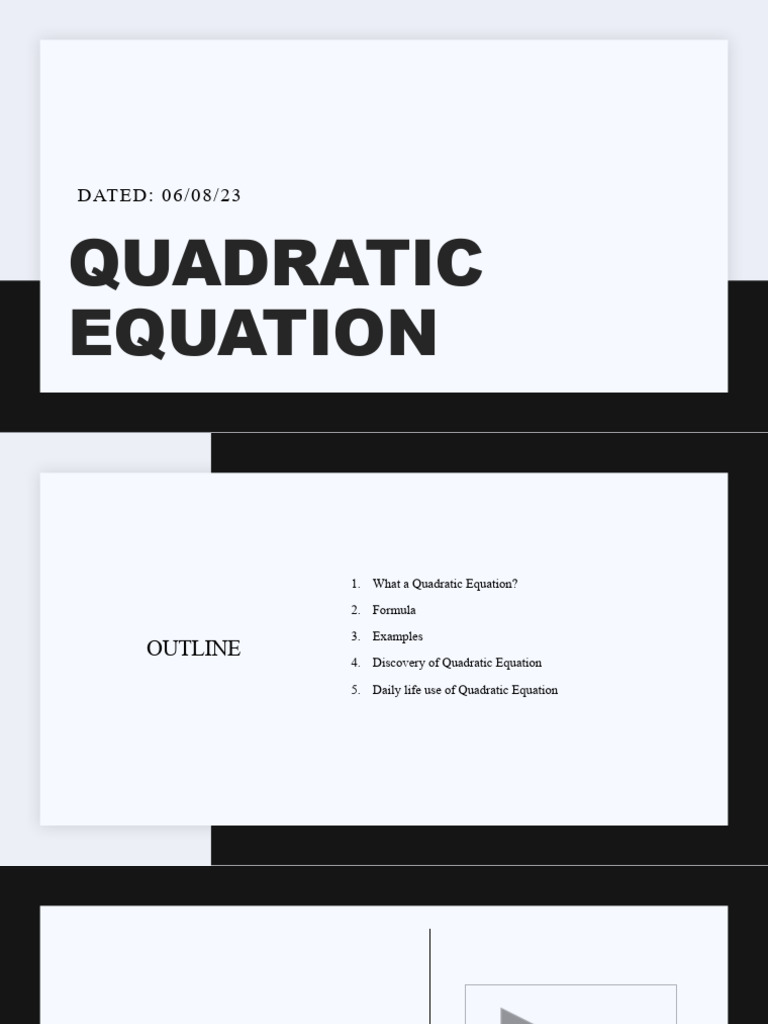 Quadratic Equation Presentation | PDF | Quadratic Equation | Algebra