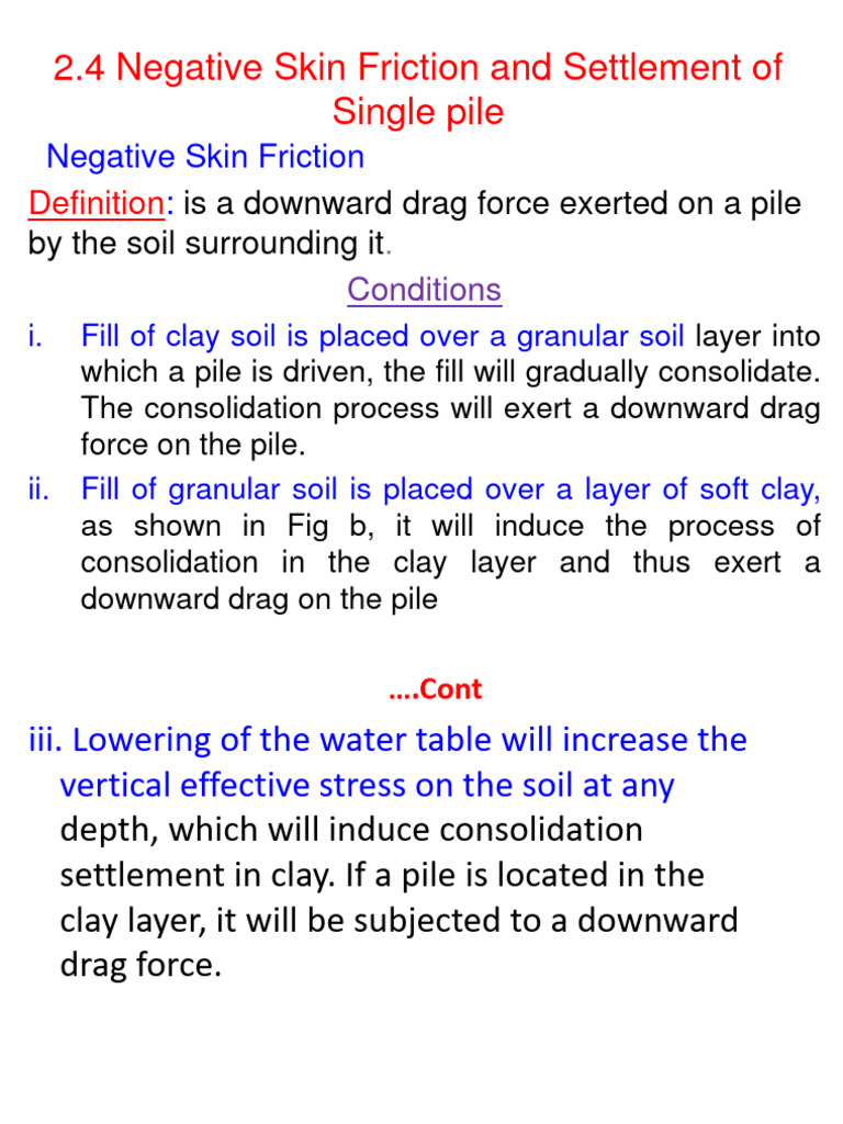Lec 3 Negative Skin Friction&Settlement of Single Pile 2011EC | PDF ...