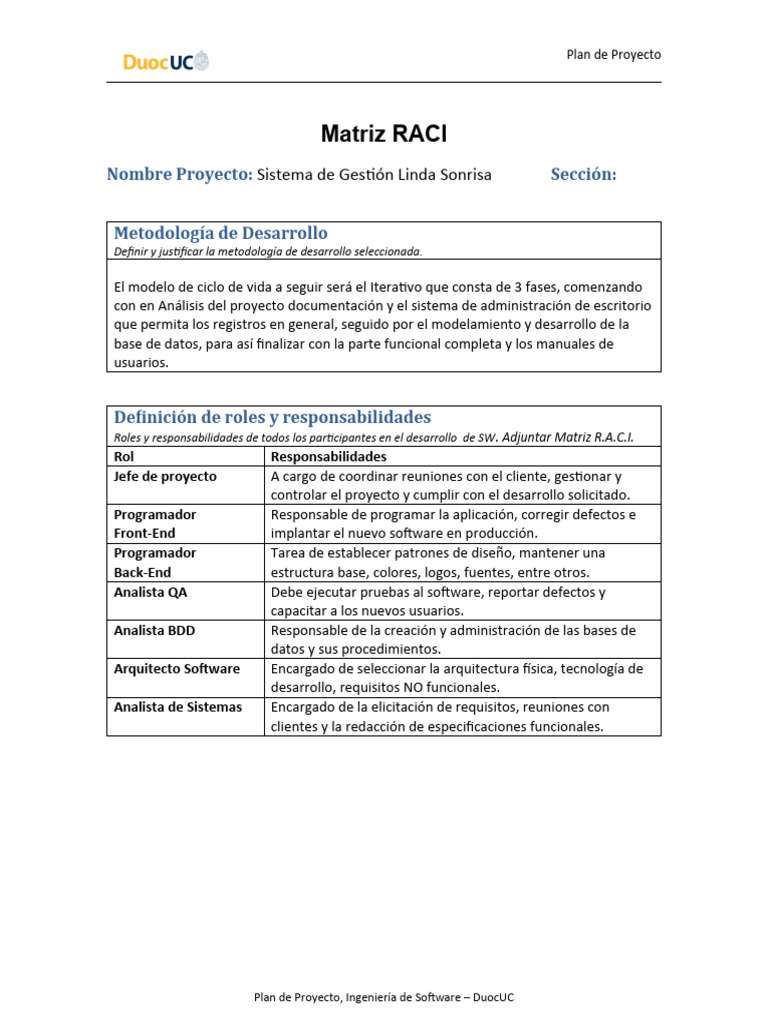 Matriz RACI Ejemplo | PDF | Software | Informática