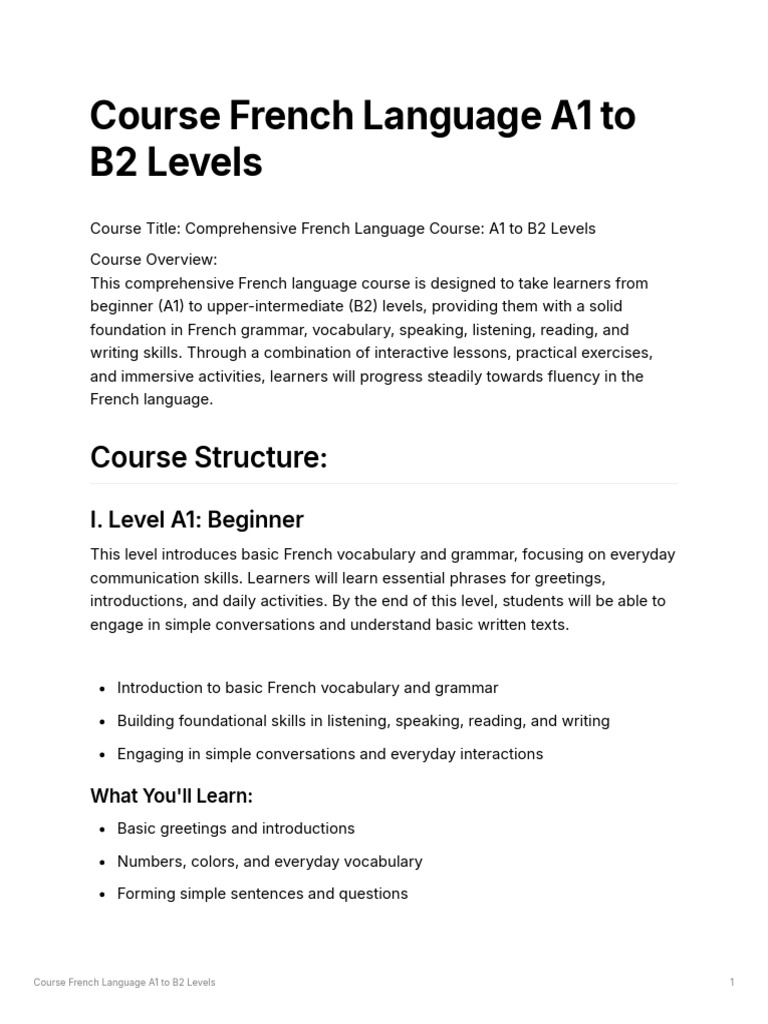 Comprehensive French Course: A1 to B2 | PDF | Reading Comprehension ...