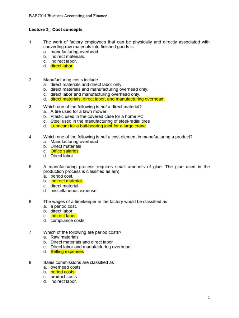 Lecture 2_Cost concepts_Q | PDF | Cost | Economies