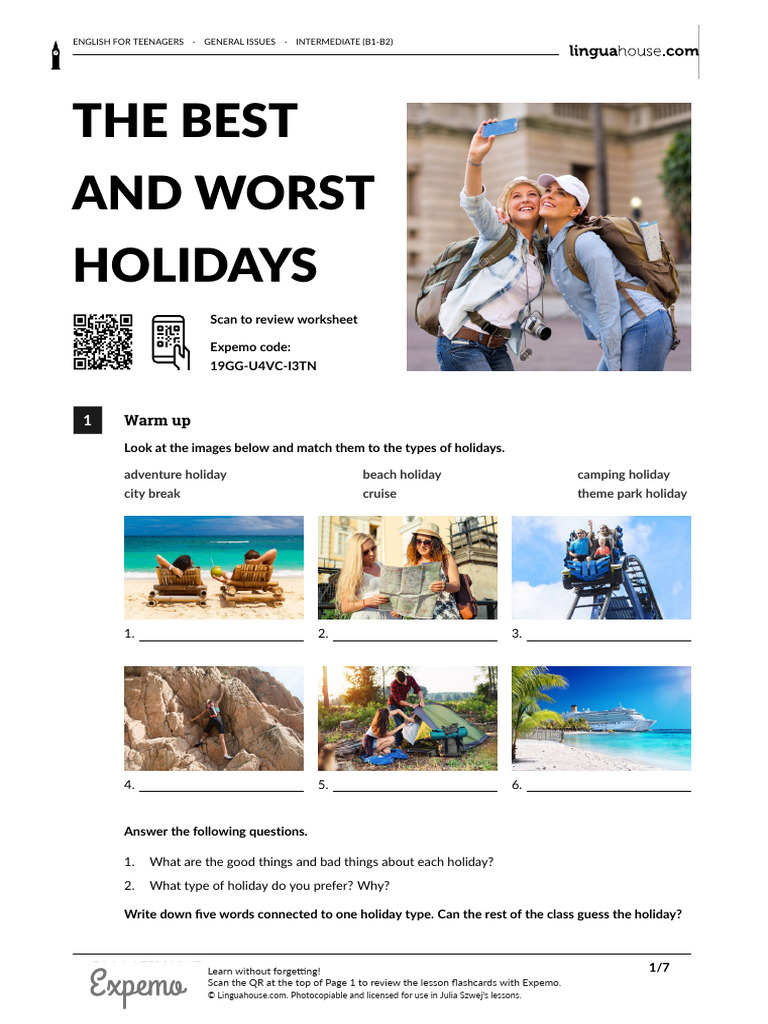 The Best and Worst Holidays British English Teacher | PDF