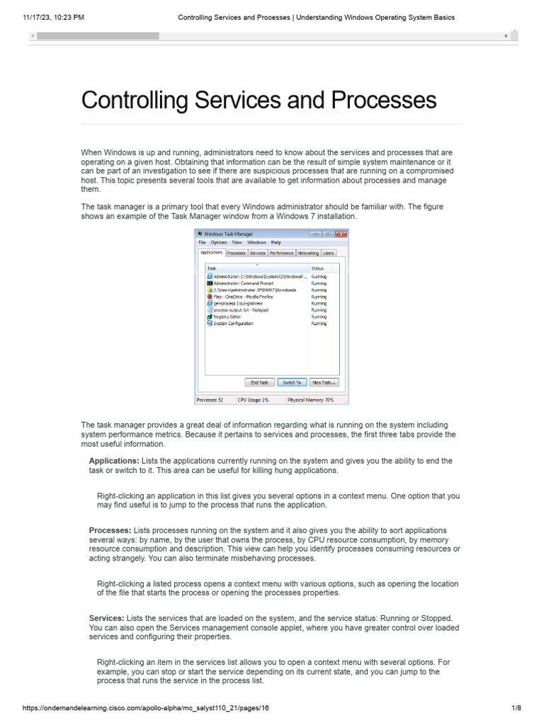 1.17 Controlling Services and Processes - Understanding Windows ... 1.17 Controlling Services and Processes - Understanding Windows ...