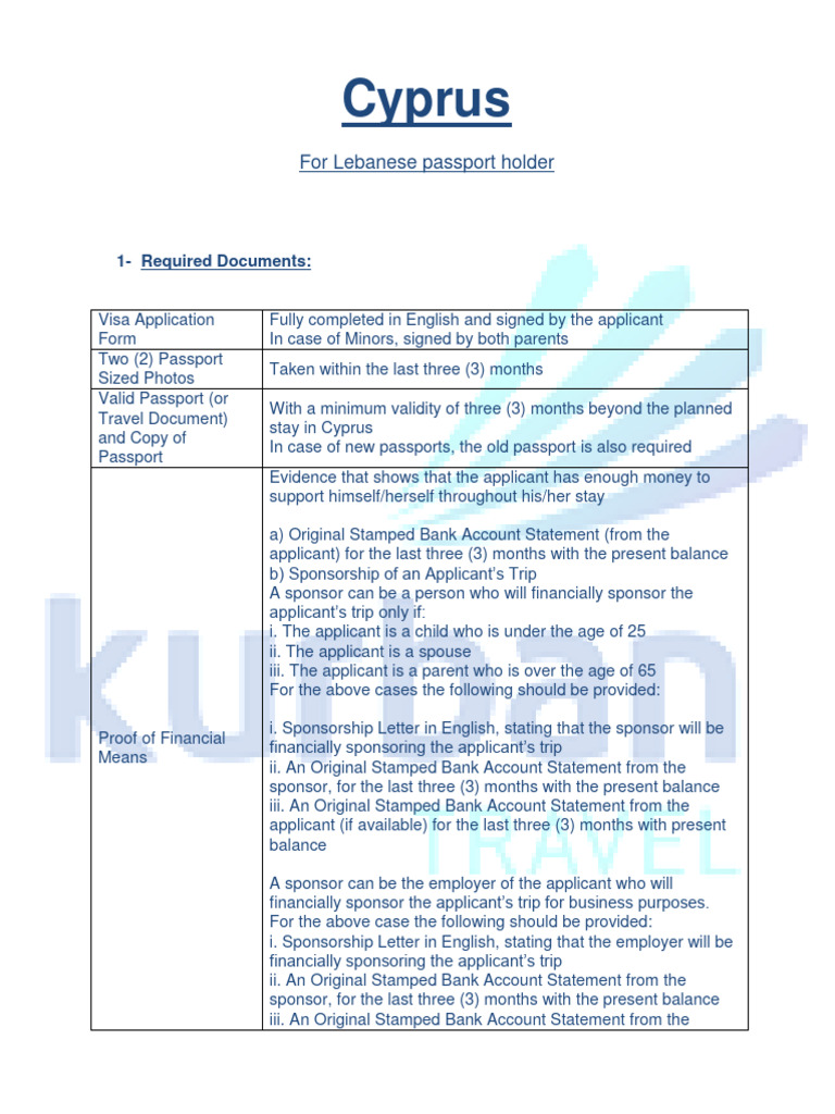 Cyprus Requirements - 1 | PDF | Travel Visa | Passport