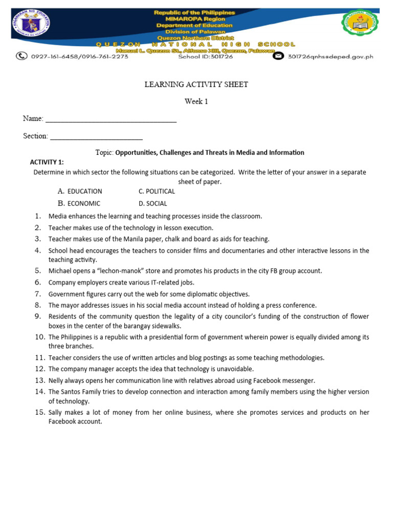 Media & Info Challenges for Students | PDF