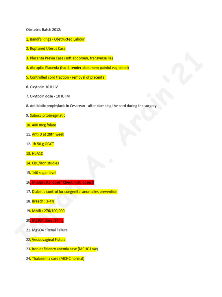Obs Semester Paper JSMU Batch 2012 | PDF | Childbirth | Pregnancy