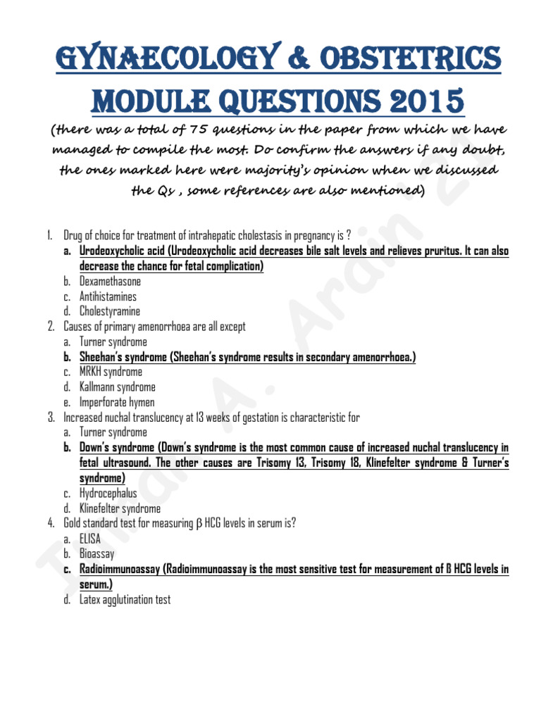 Repro Module Exam Sem7 2015 | PDF | Human Chorionic Gonadotropin | Breast Cancer