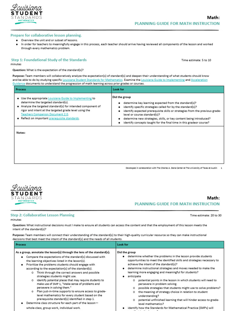 Math Planning Guide | PDF | Mathematics | Teachers