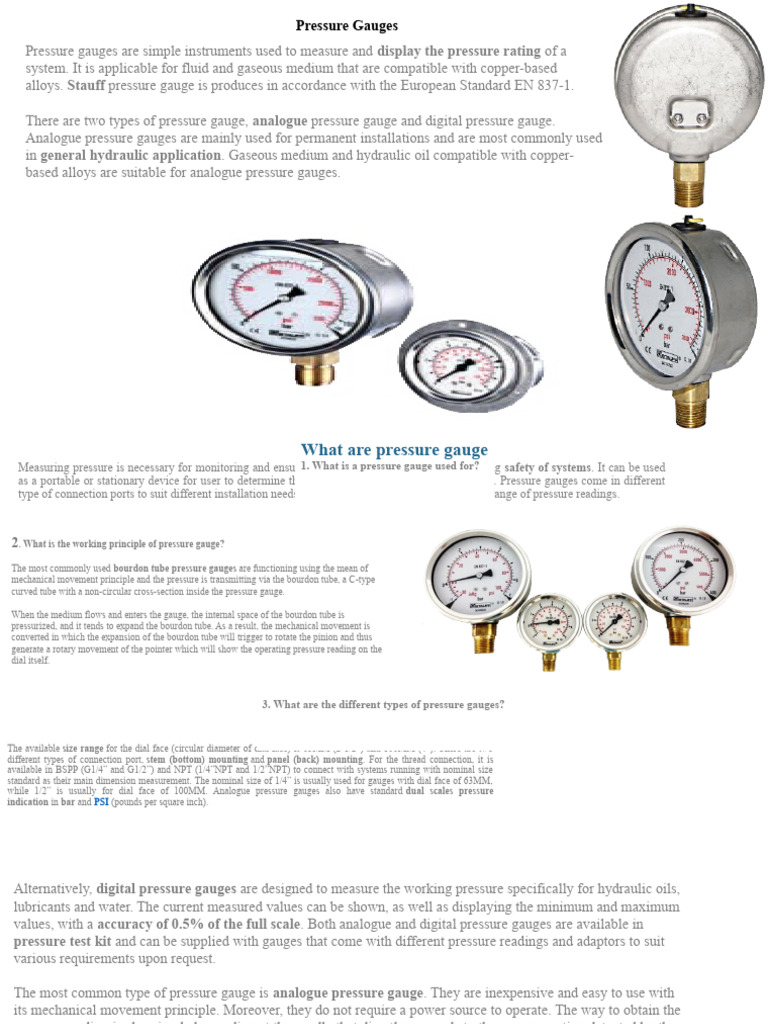 Pressure Gauge Training | Download Free PDF | Pressure Measurement ...