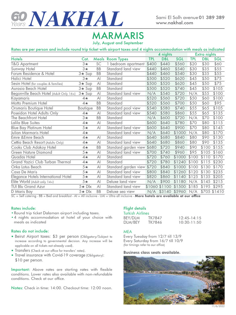 Marmaris: Sami El Solh Avenue 01 389 389 | PDF | Hotel | Hospitality ...