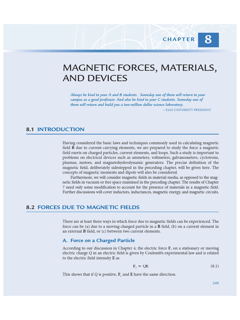 EE 204 Chapter 8 Magnetic Forces Materials and Devices Part 1 | PDF | Magnetic Field | Force