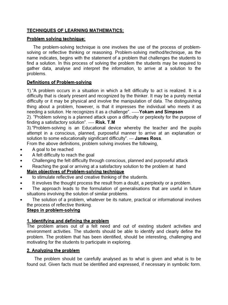 Techniques of Learning Mathematics | PDF | Concept | Learning