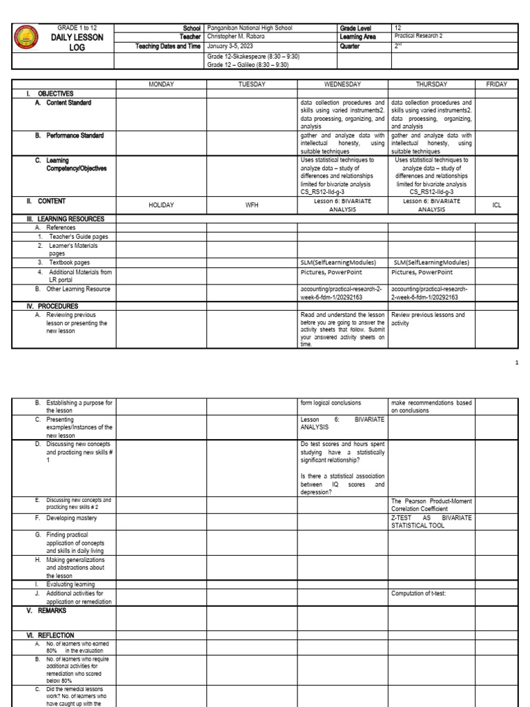 DLL-PRACTICAL RESEARCH 2-Q2-Week-7-Jan-3-5 | PDF | Learning | Statistical Analysis