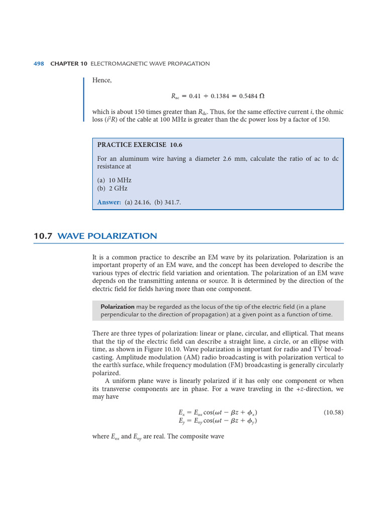 EE 204 Chapter 10 Electromagnetic Wave Propagation Part 2 | PDF | Polarization (Waves) | Waves
