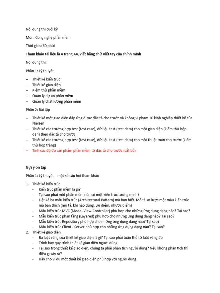 OnTap CuoiKy CNPM | PDF