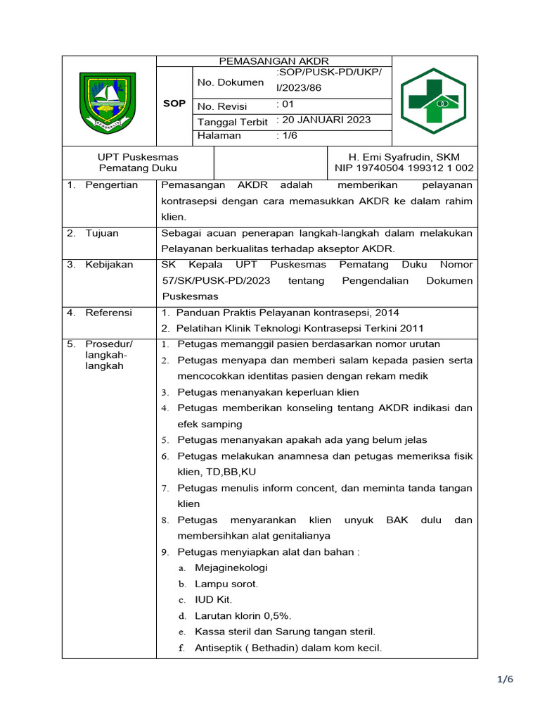 Contoh Sop Ok KB Akdr | PDF | Pengembangan Diri | Sains & Matematika