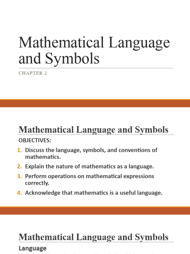 Chapter 2 Mathematical Language and Symbols Ce | PDF | Mathematics ...