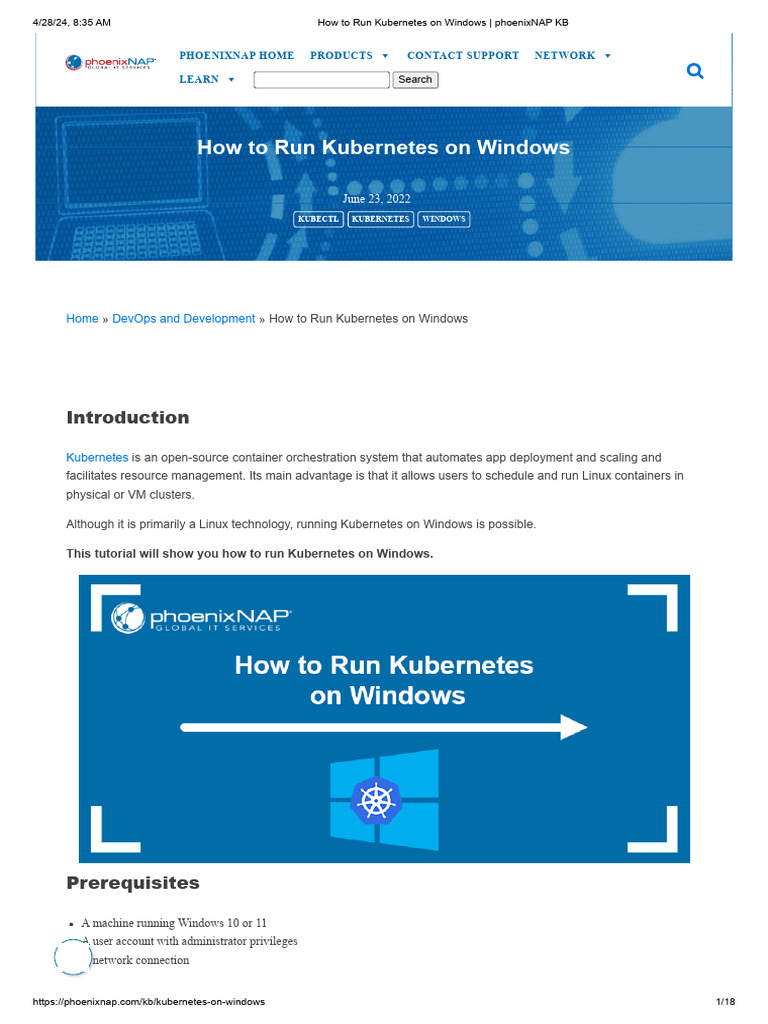 How to Run Kubernetes on Windows _ phoenixNAP KB | PDF | Hyper V ...