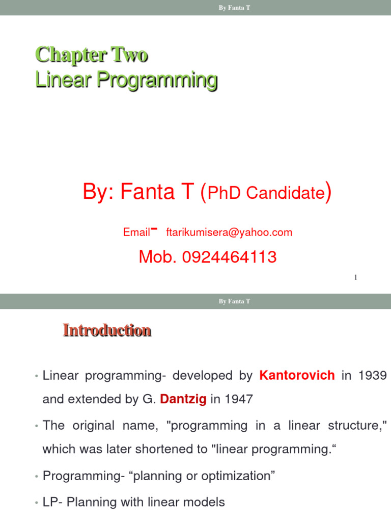 CH - 2 Linear Programming | Download Free PDF | Linear Programming | Mathematical Optimization