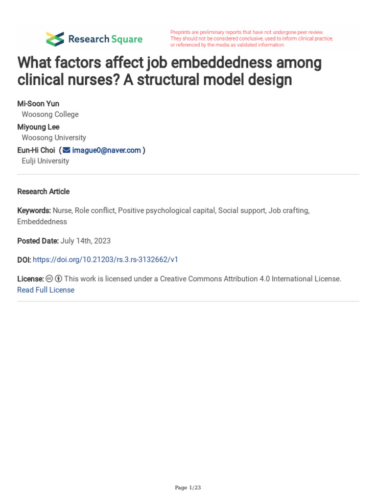 Job Embeddedness | PDF | Nursing