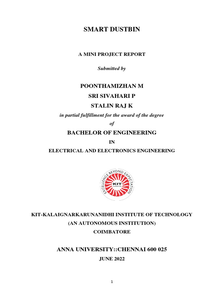 Smart Dustbin Using Arduino Uno - Report | PDF | Arduino | Electrical ... Smart Dustbin Using Arduino Uno - Report | PDF | Arduino | Electrical ...