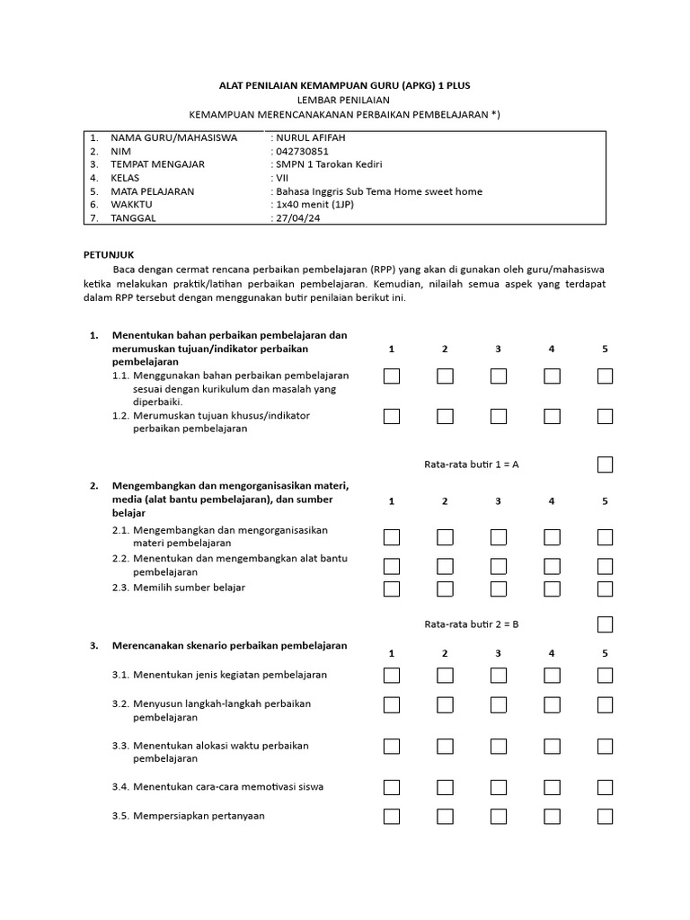 APKG 1 Siklus 1 | PDF