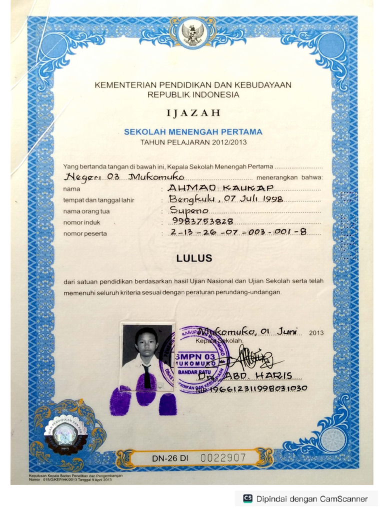 Ijazah SMP | PDF