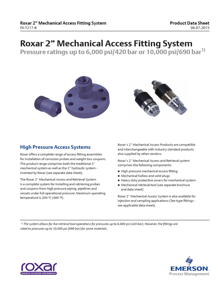Roxar Data Sheet Mechanical Access System | PDF | Building Engineering ...