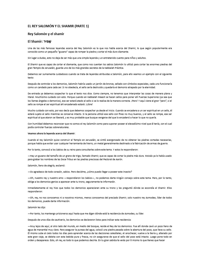 El Rey Salomón y El Shamir | PDF | Solomons | Alma
