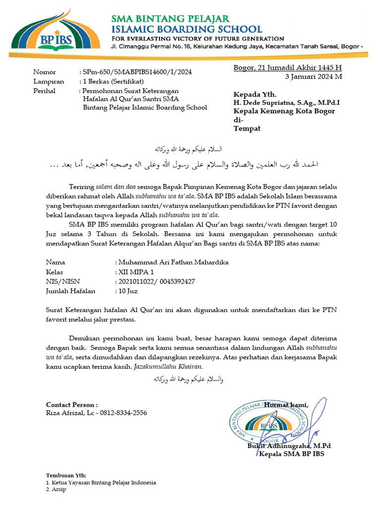 SPm-650 Kemenag Kota Bogor - Muhammad Ari Fathan Mahardika | PDF