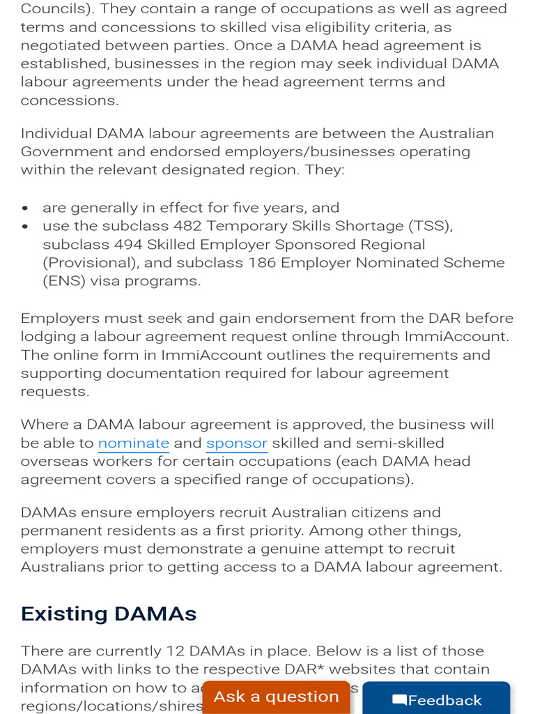 Understanding DAMA Labour Agreements in Australia | PDF | Finance ...