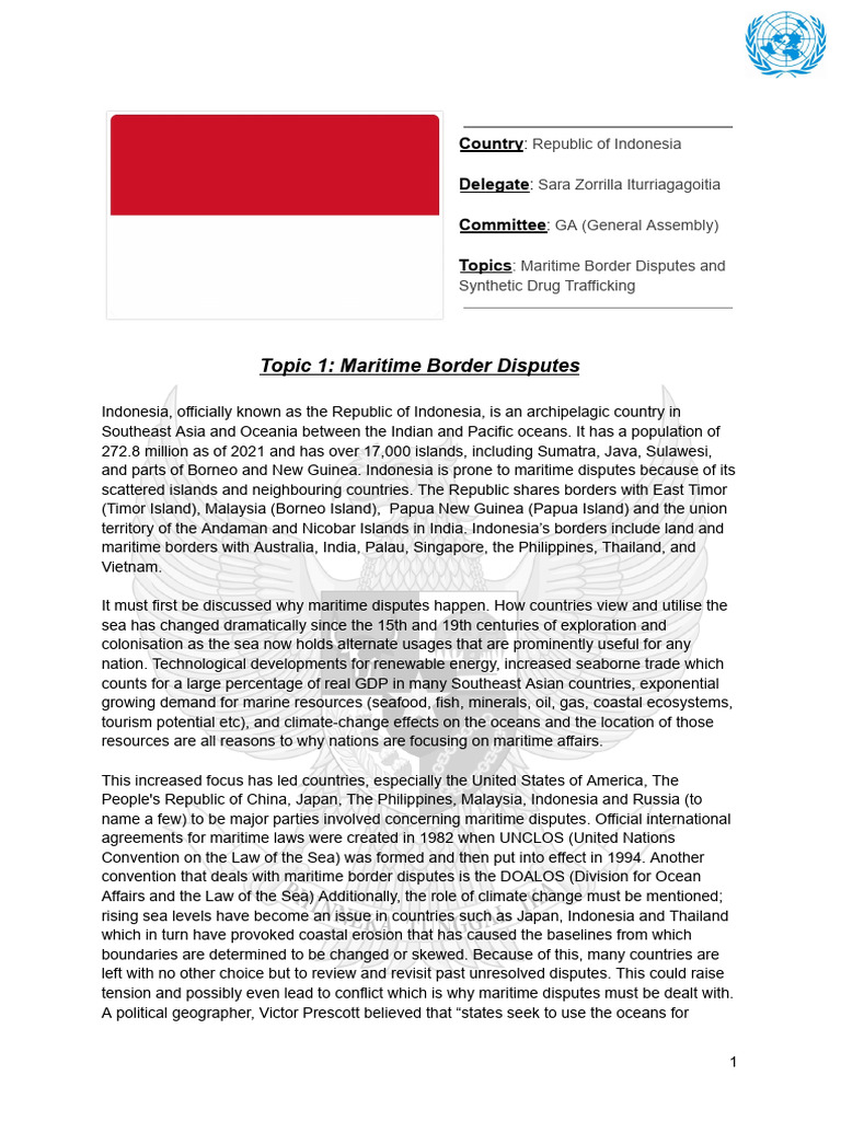 Indonesia Position Paper General Assembly | PDF | South China Sea ...