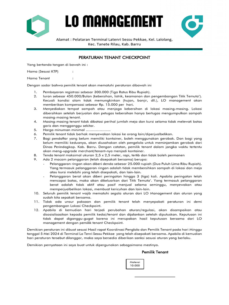 Perjanjian Tenant | PDF