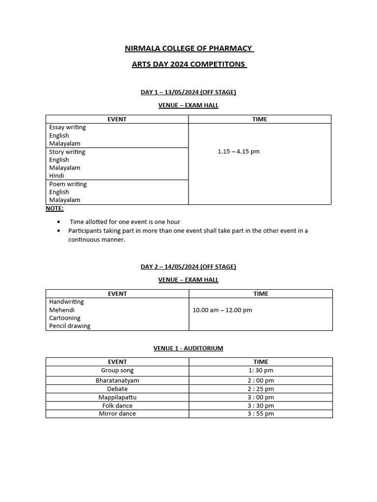 Schedule Arts | Download Free PDF | The Arts | Performing Arts
