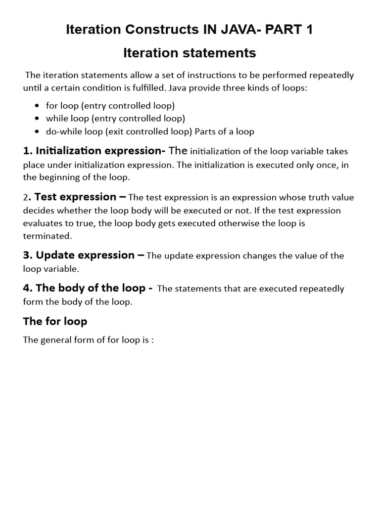 Iteration Constructs IN JAVA - 23 - 10 - 23 | PDF | Control Flow ...