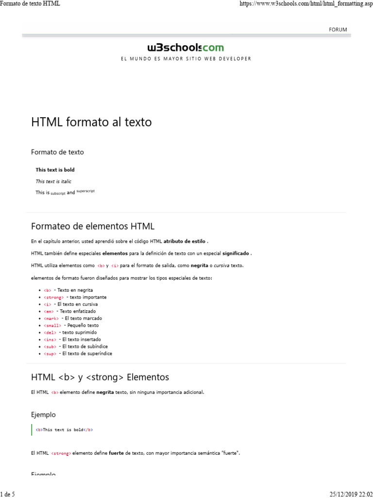 10 - (W3schools) - Formato de Texto HTML | PDF | HTML | Bootstrap ...