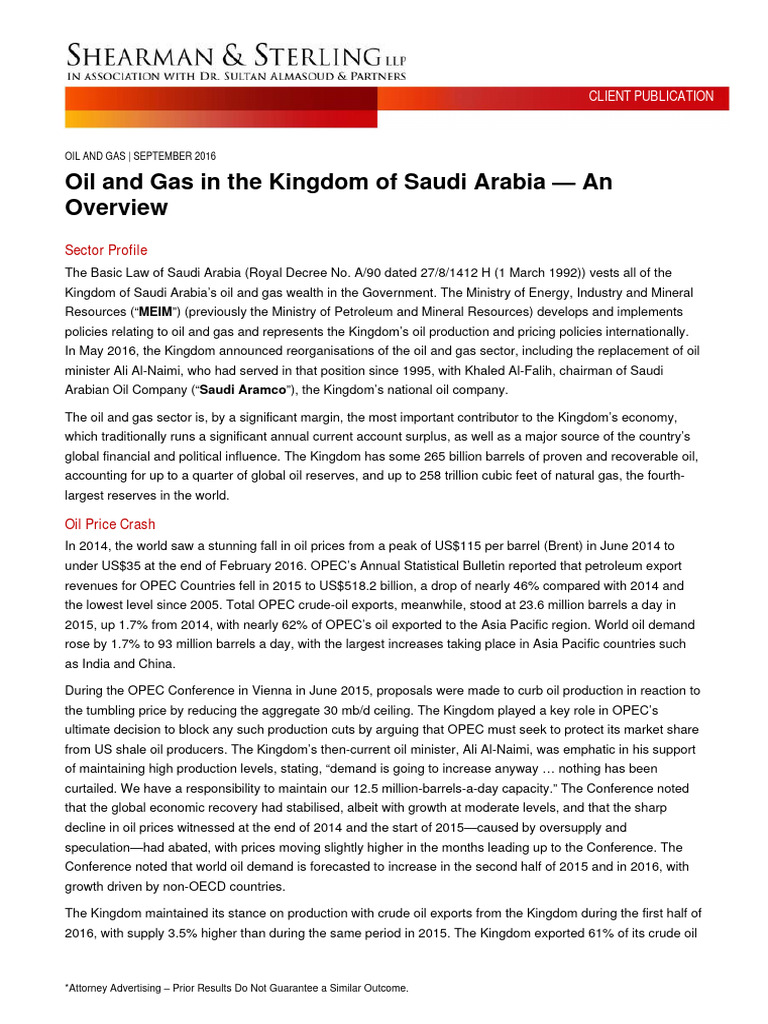 Overview of Saudi Arabia's Oil Sector | PDF | Opec | Petroleum