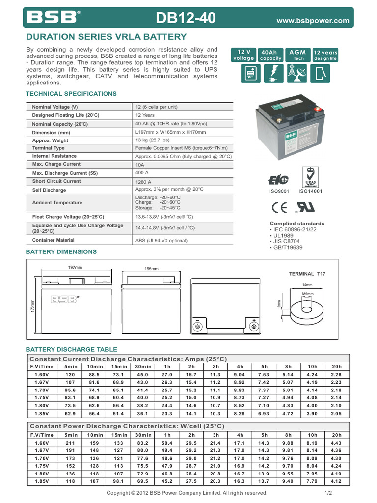 14 Battery- datasheet | PDF | Electricity | Electrical Components