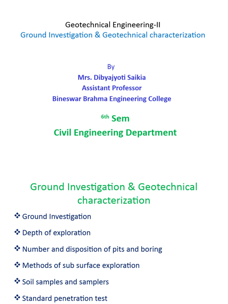 Ground Investigation and Geotechnical Characterization | PDF | Geotechnical Engineering | Drill