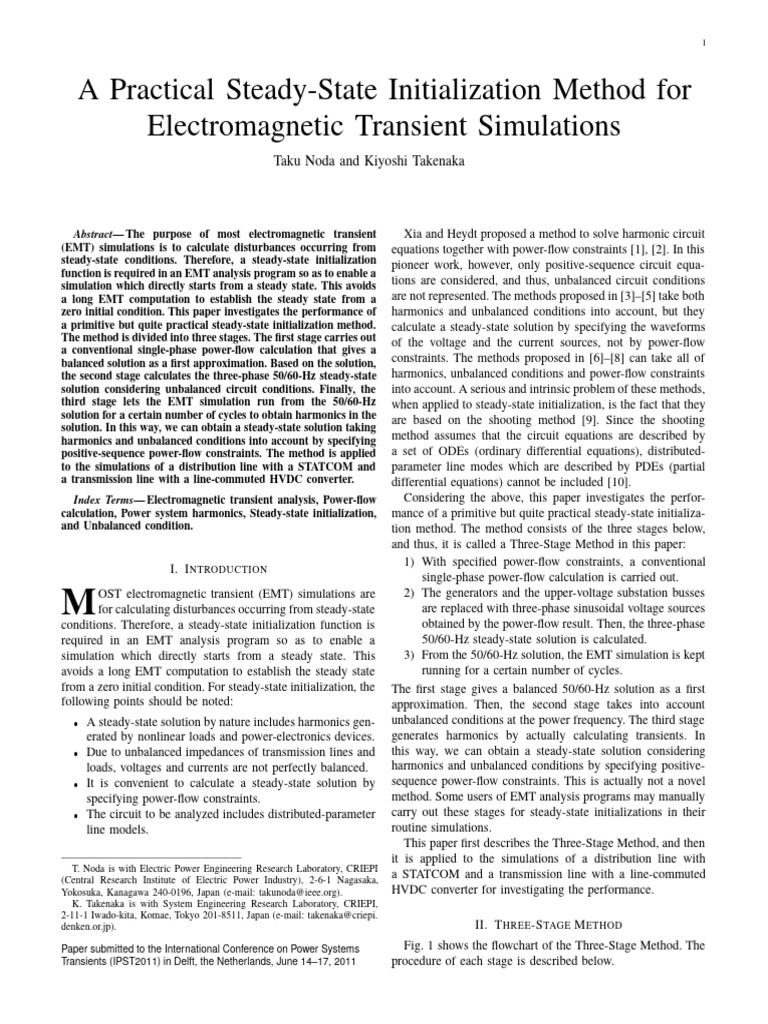 Steady-State Initialization for EMT Simulations | PDF | Electrical ...