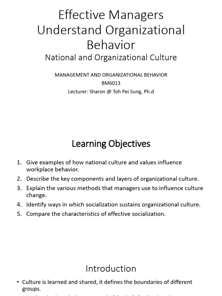 Chapter 2 - Effective Managers Understand Organizational Behavior ...