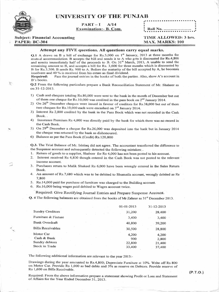 BC 304 PI Past Papers | PDF | Debits And Credits | Expense