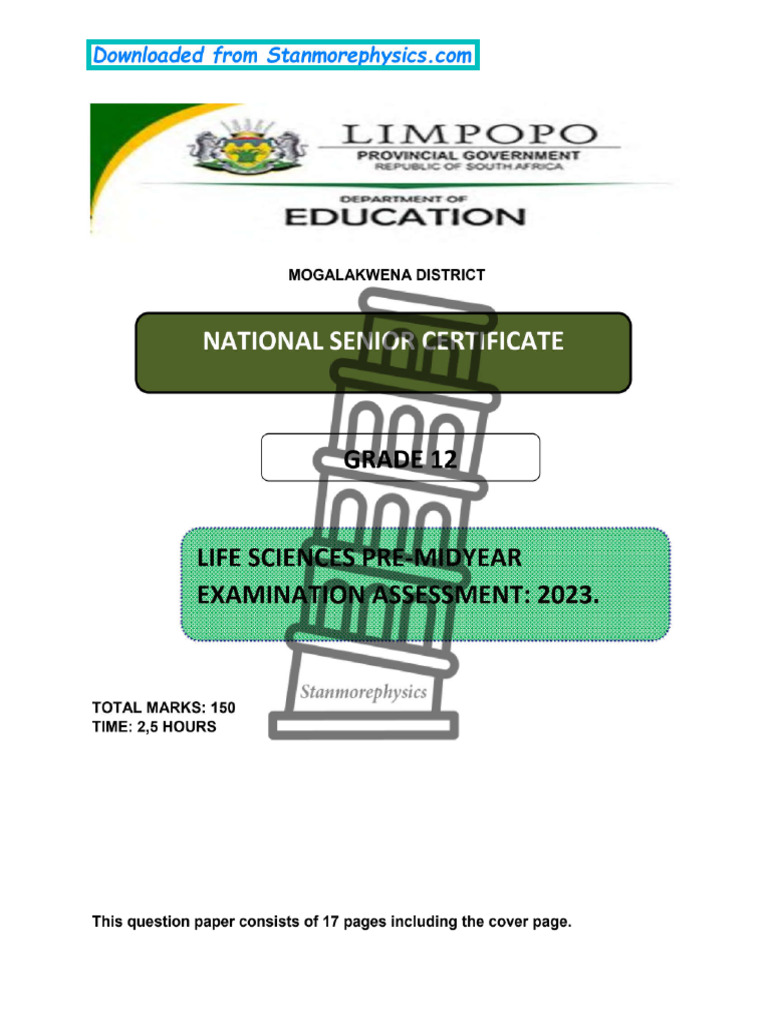 Limpopo Life Sciences Grade 12 Pre June 2023 QP and Memo | PDF