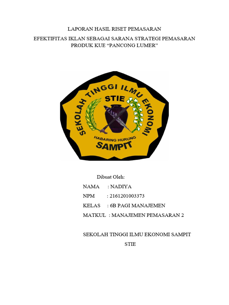 Laporan Hasil Riset Pemasaran Nadiya | PDF