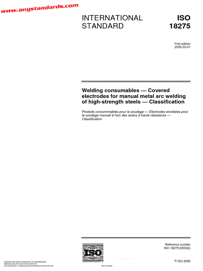 Iso 18275-2005 | Download Free PDF | Welding | Construction