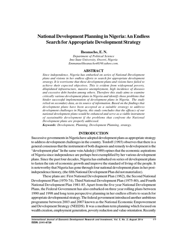 National Development Planning in Nigeria | PDF | Poverty | Poverty ...